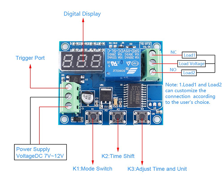 DC 12V Power-ON/OFF Trigger Delay Controller Module - Adjustable Timer Cycle Delay Switch